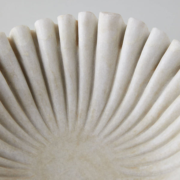 Marble Ruffled White Stone Bowl
