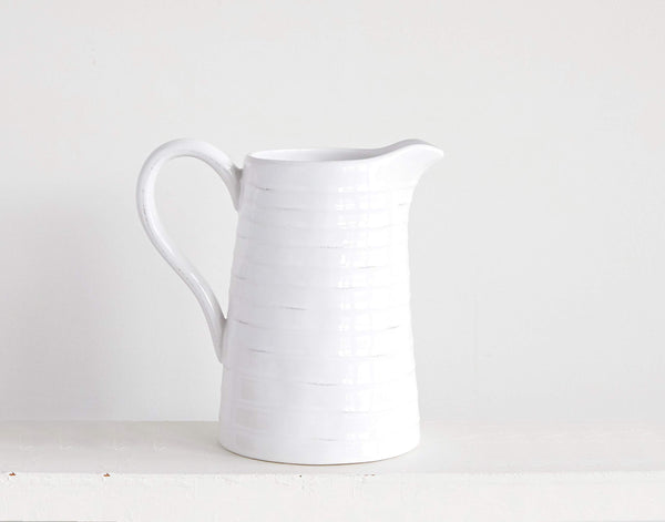 White Ceramic Pitcher by Creative Co-Op